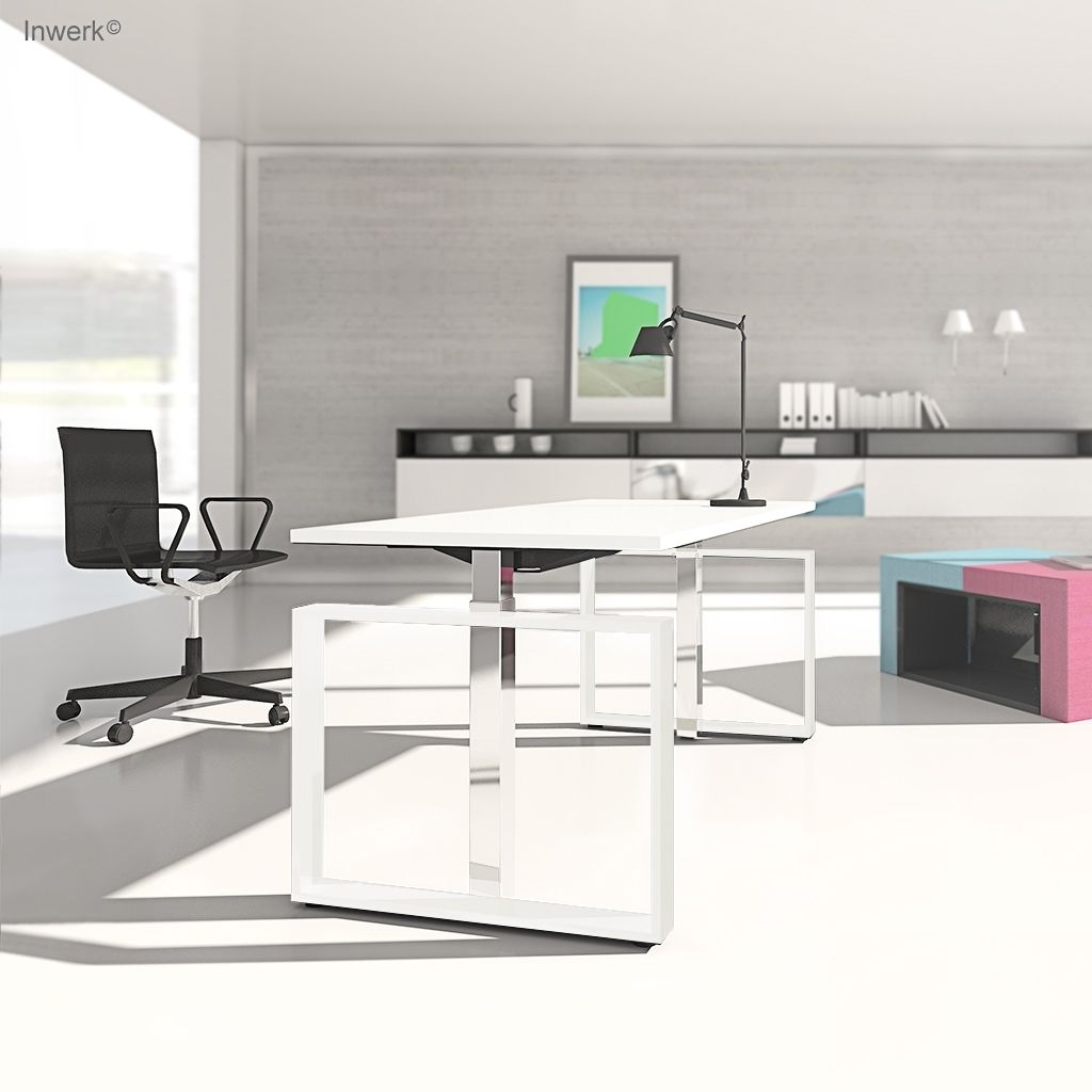 Höhenverstellbarer Schreibtisch Masterlift 4, chrom/w | Inwerk Büromöbel