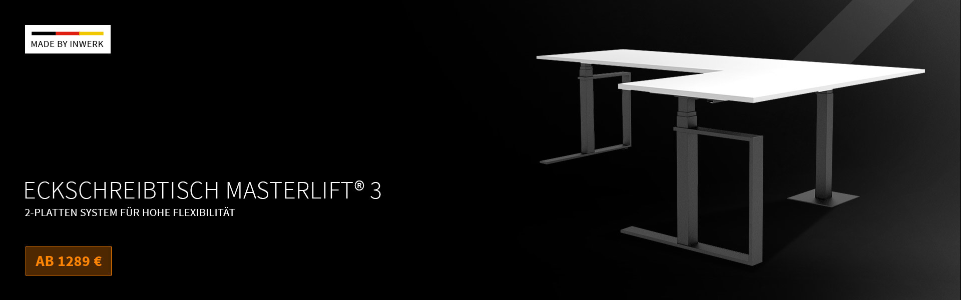 Höhenverstellbare Eckschreibtische und Steh-Sitz-Tische | Inwerk Büromöbel