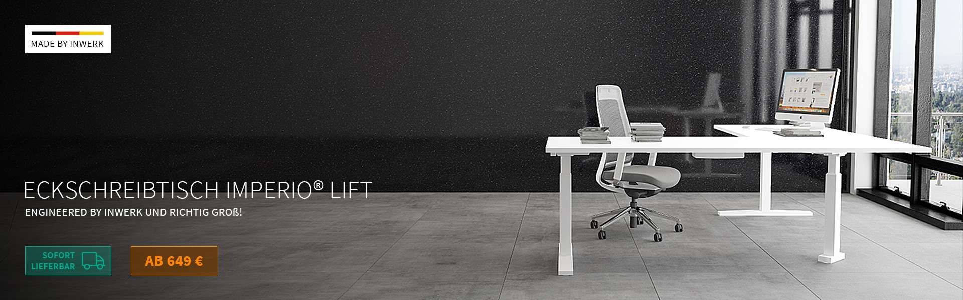 Höhenverstellbare Eckschreibtische und Steh-Sitz-Tische | Inwerk Büromöbel