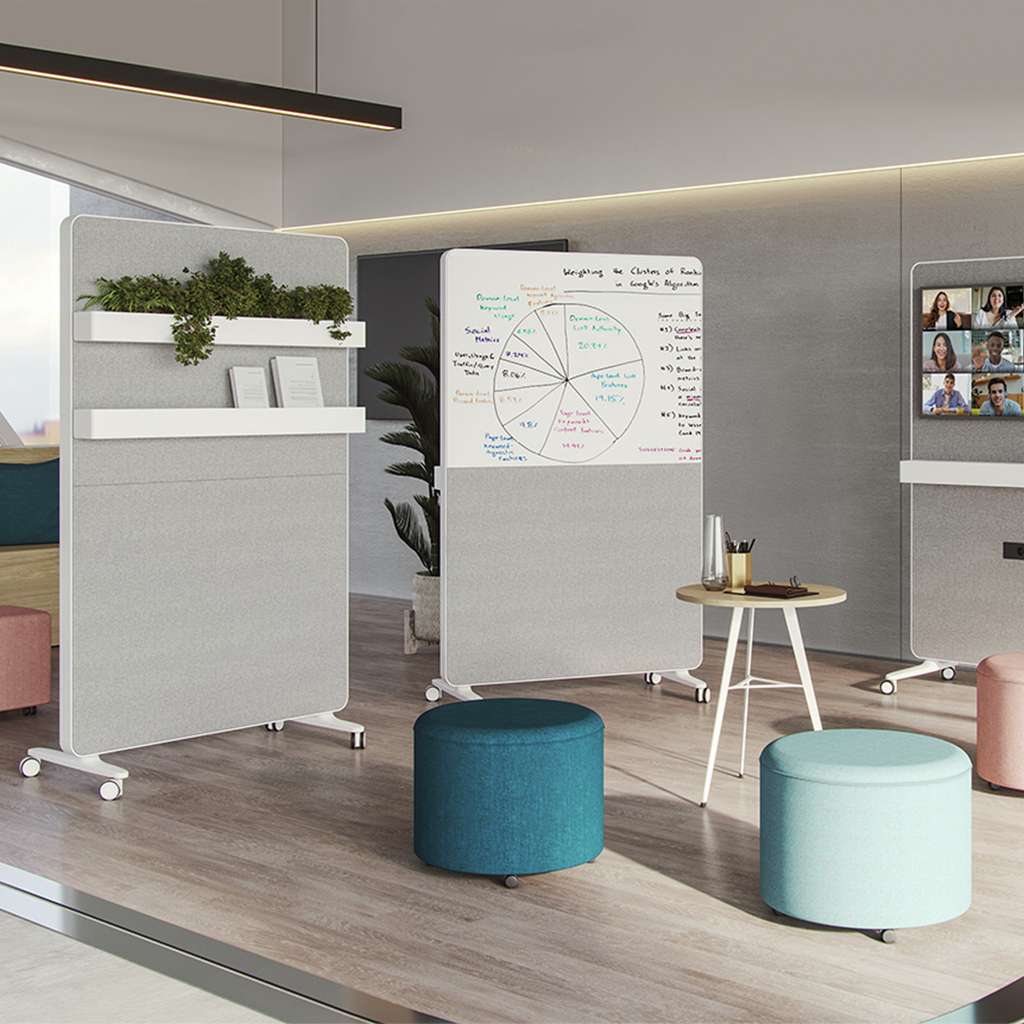 Agiler Raumteiler Caddy 500 mit Whiteboard | Inwerk Büromöbel