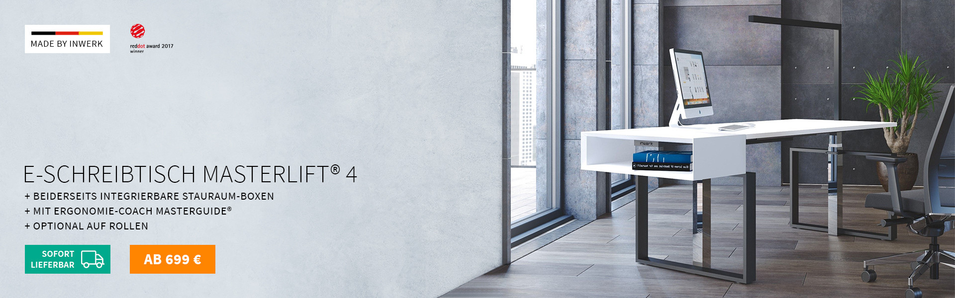 Höhenverstellbare Schreibtische und Steh-Sitz-Tische | Inwerk Büromöbel