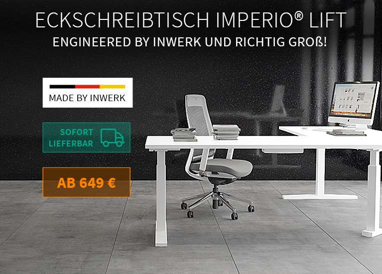 Höhenverstellbare Eckschreibtische und Steh-Sitz-Tische | Inwerk Büromöbel