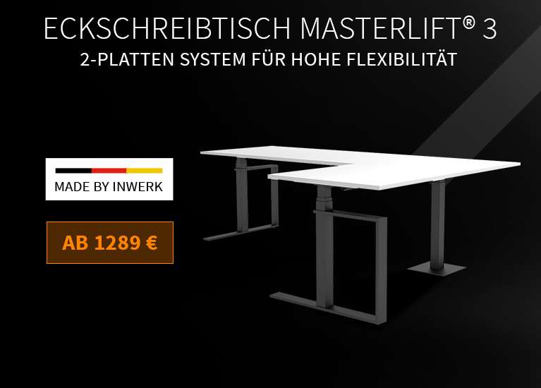 Höhenverstellbare Eckschreibtische und Steh-Sitz-Tische | Inwerk Büromöbel